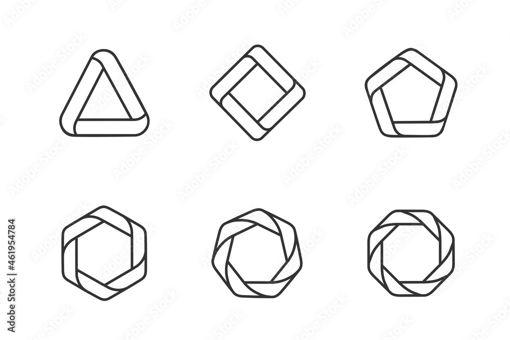 collection of line silhouette designs with polygon shapes, Stock Vector ...