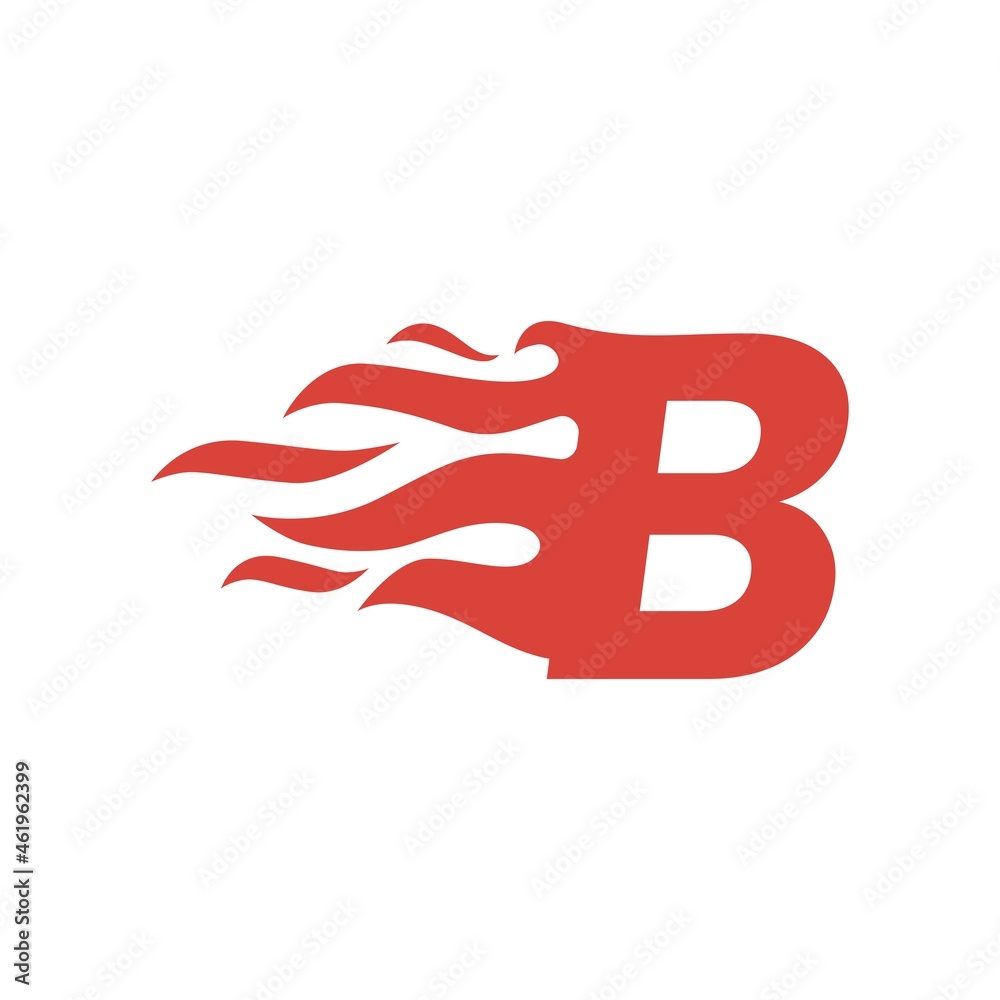 b letter fire flame hot uppercase logo vector icon illustration Stock ...