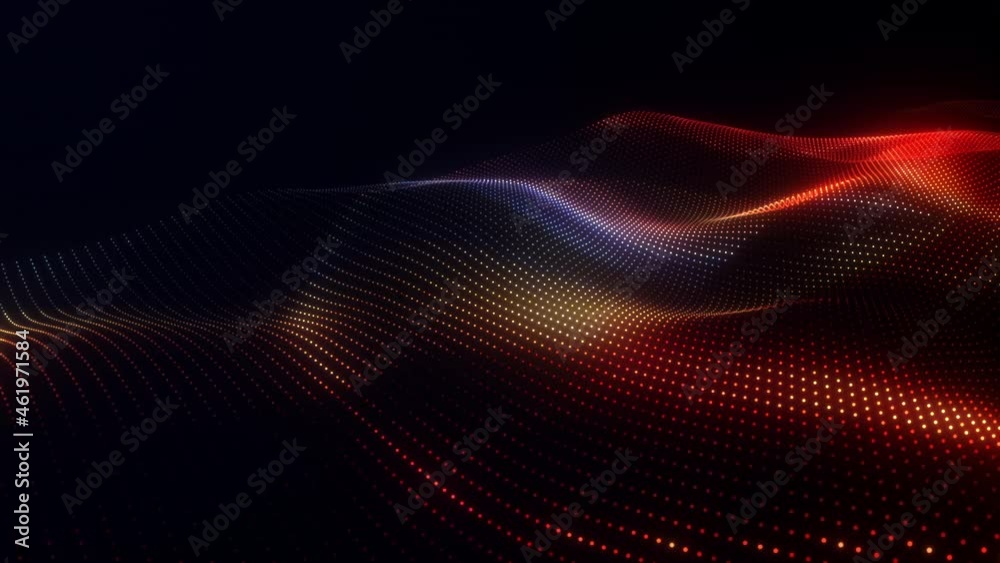 Abstract seamless loop of mesh glowing red dots digital luxurious ...