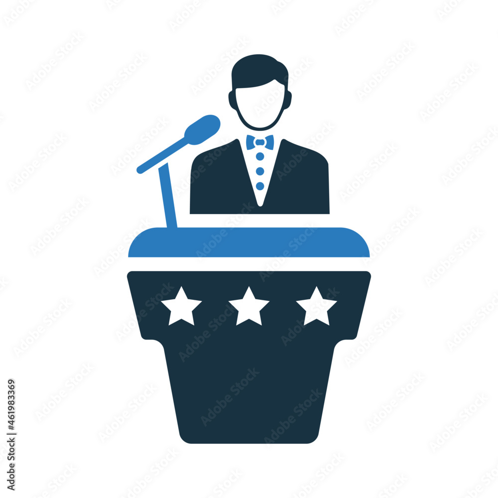 Speaker, spokesperson, speak icon. Simple flat design concept. Stock ...