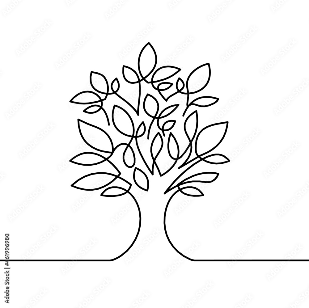 Abstract tree as line drawing on the white background. Vector Stock ...