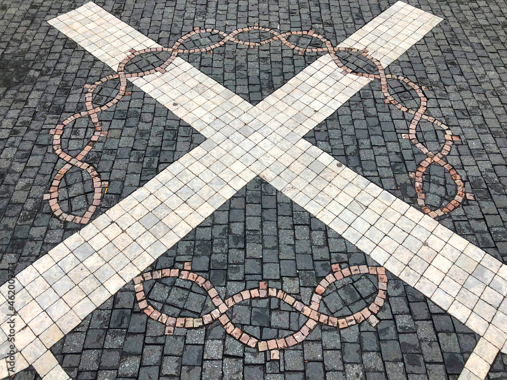 Cobble stone design of crossed swords Stock Photo | Adobe Stock