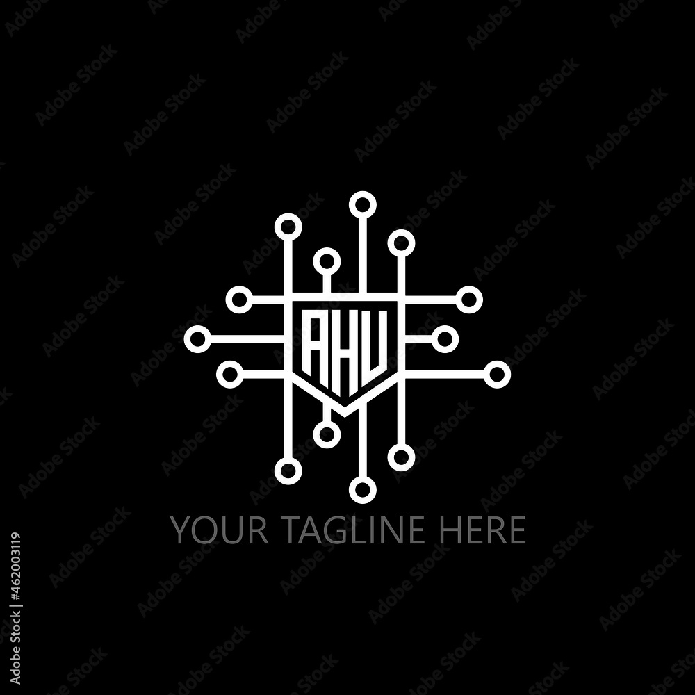 Vecteur Stock AHU letter logo design on black background.AHU creative ...