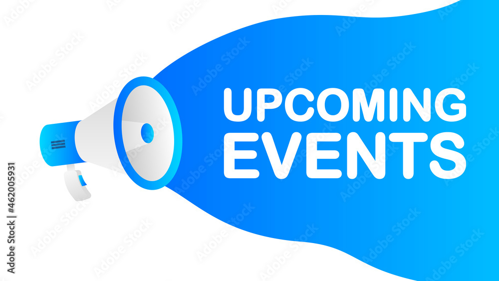 Upcoming Events banner template. Marketing flyer with megaphone ...