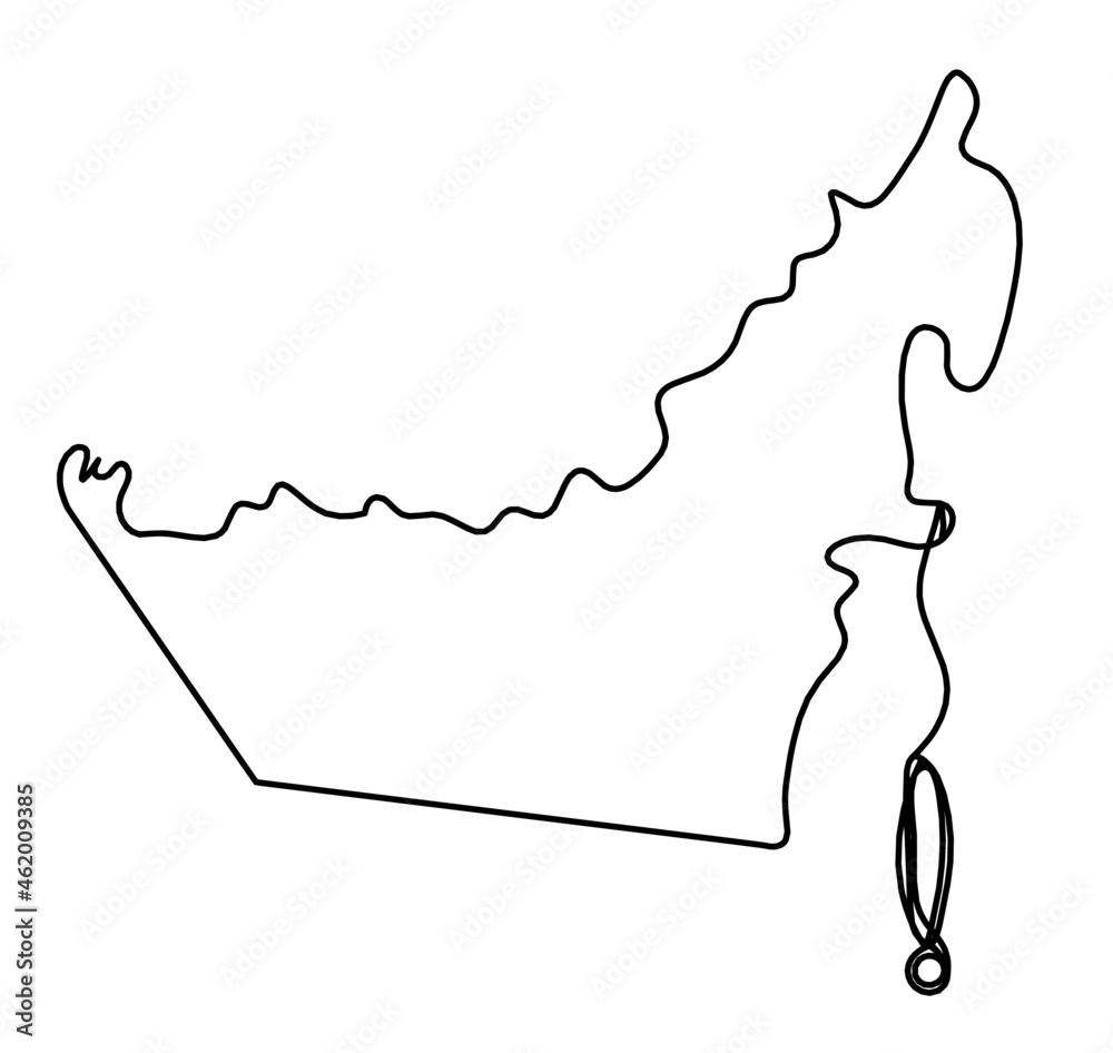 Map of UAE as line drawing on white background. Vector Stock Vector ...