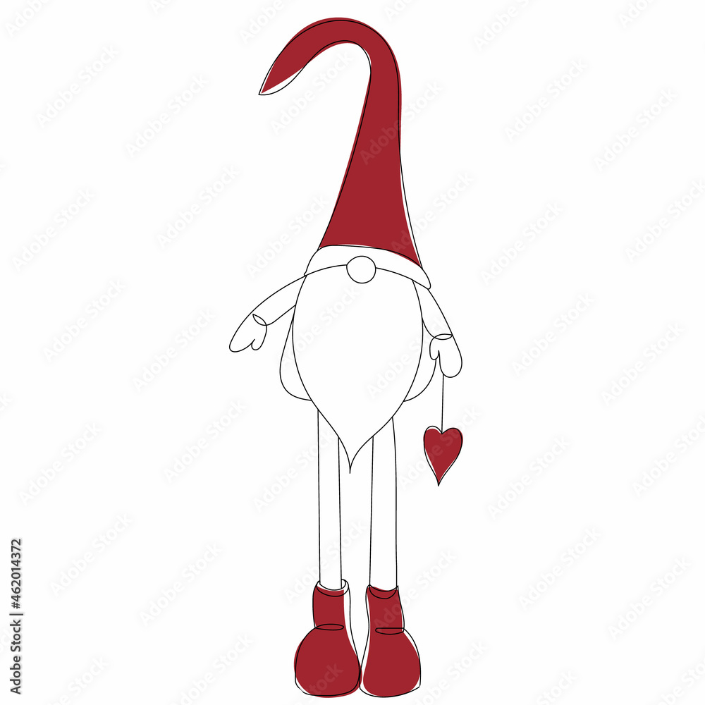 sketch christmas gnome, outline, isolated Stock Vector | Adobe Stock