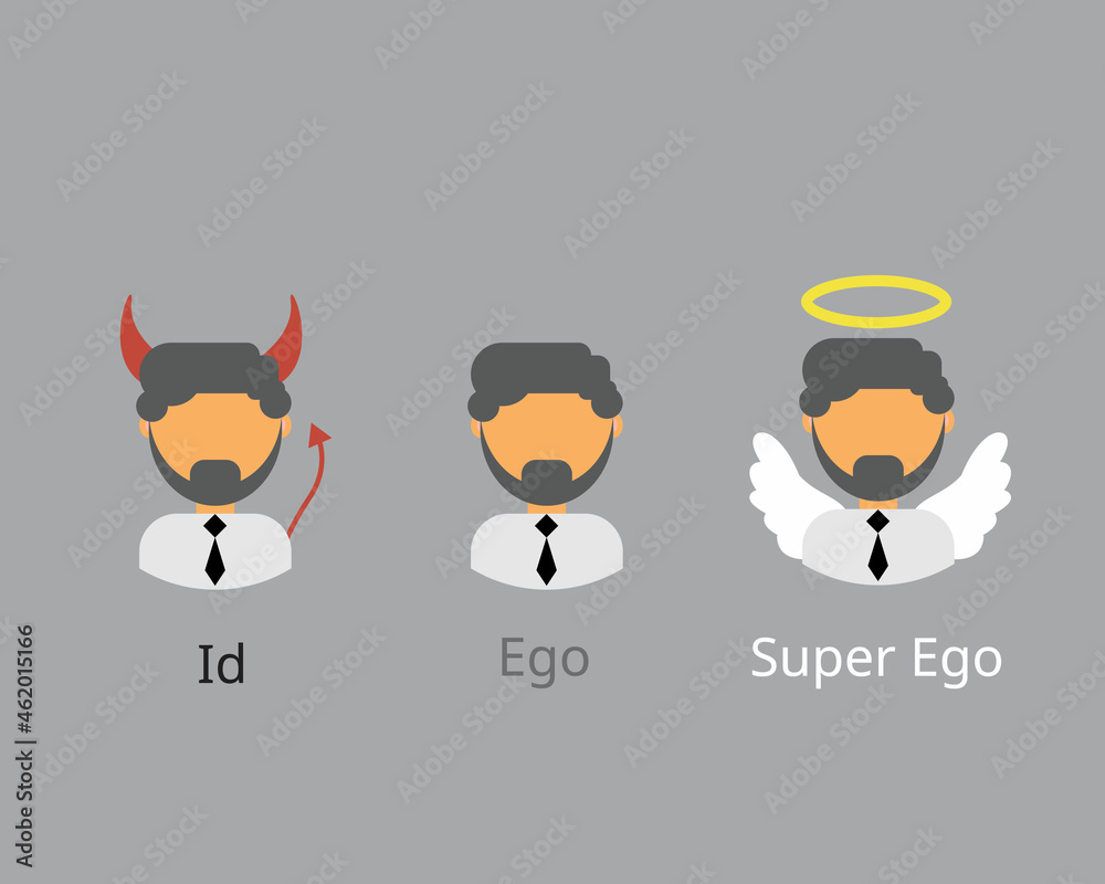 Id, Ego, and Superego from ego psychology model of the psyche Stock ...