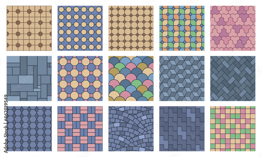 Street pavements, architectural paving stone seamless textures. Stones ...