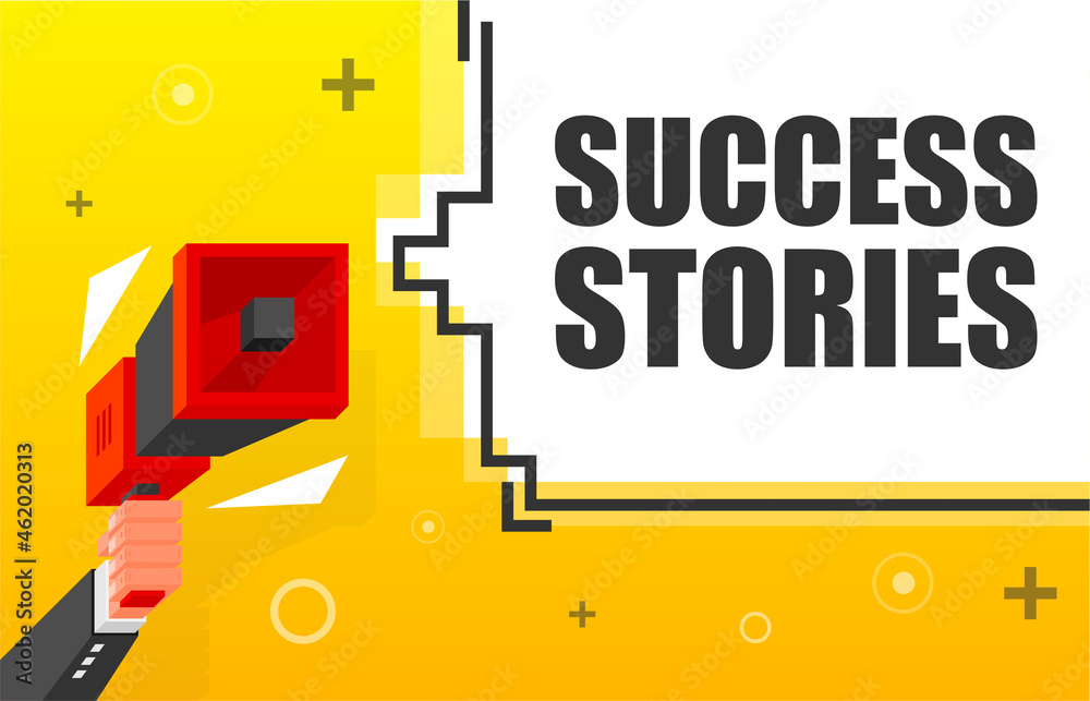 Success Stories banner template. Marketing flyer with megaphone ...