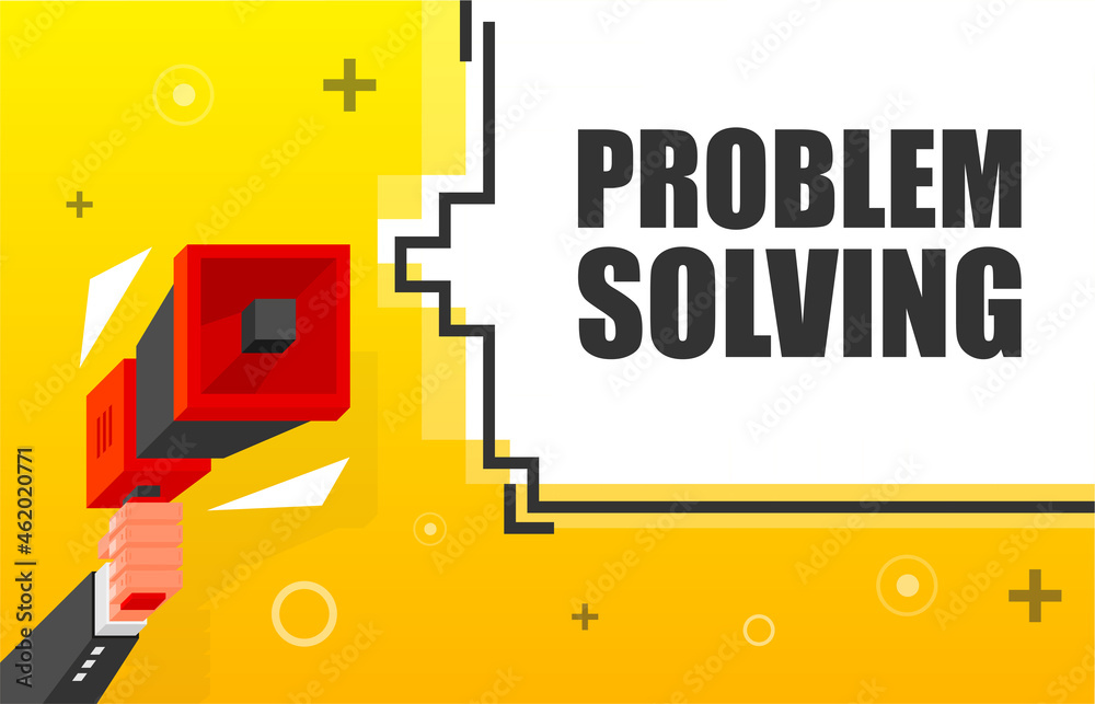 Problem Solving banner template. Marketing flyer with megaphone ...