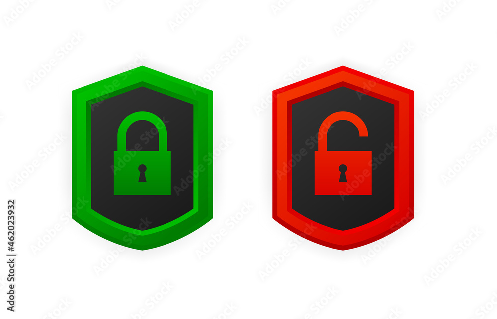Cyber technology security, network protection sign. Checkmark signs ...