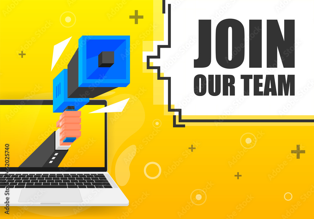 Join our Team banner template. Marketing flyer with megaphone ...