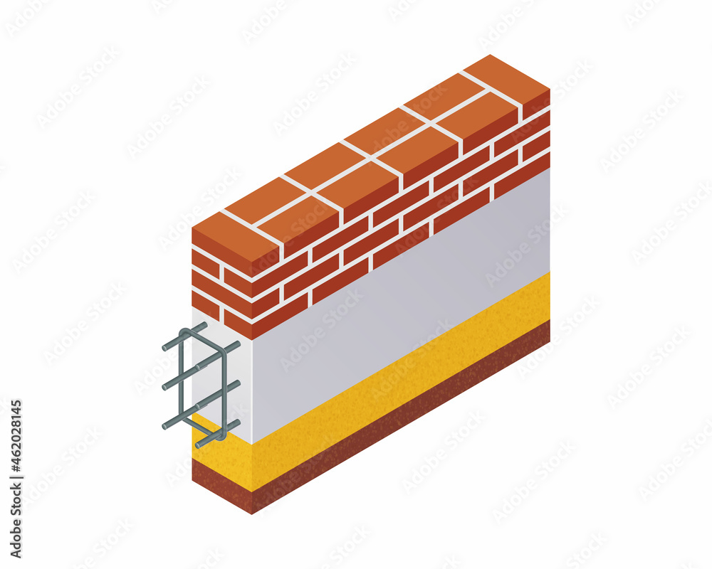Isometric vector illustration concrete foundation of the building ...