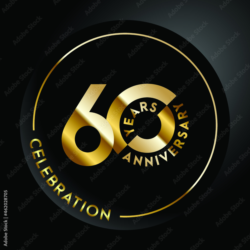60th anniversary, anniversary celebration vector design with gold color ...