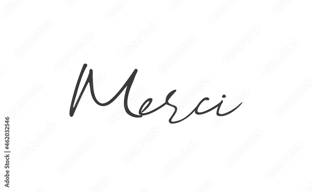 Merci. Calligraphy text. Hand drawn phrase. Handwritten modern ...