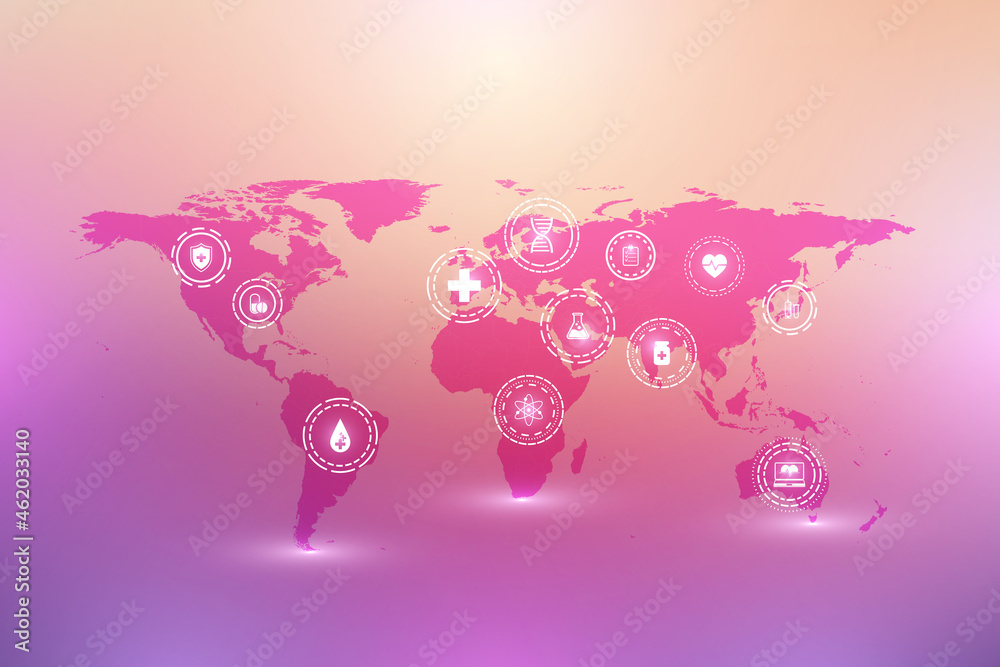 Medical abstract background with health care icons. Medical technology ...