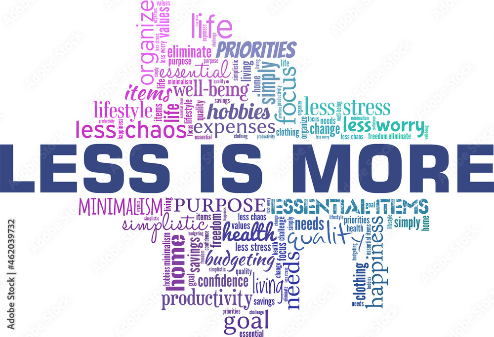 Less is More vector illustration word cloud isolated on white ...
