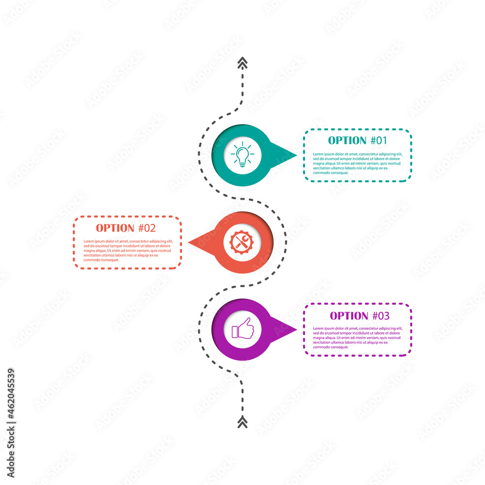 Infographic diagram of the process. 3 steps of options to achieve ...