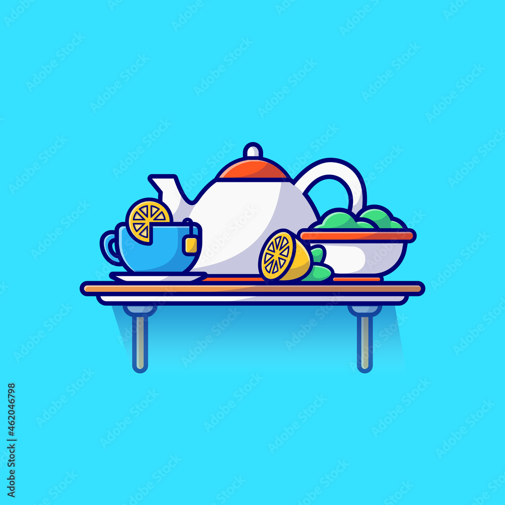 Tea Time Cartoon Vector Icon Illustration. Drink Object Icon Concept ...
