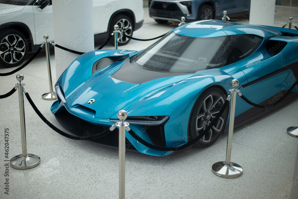 Oslo, Oslo / Norway -10.10.2021: Futuristic Nio electric cars at new ...