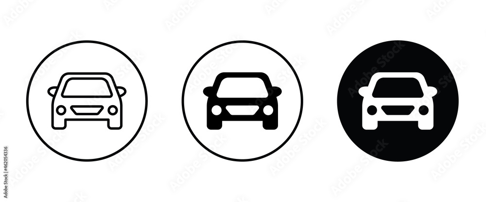 Car vector icons in round. Isolated simple view front logo illustration ...