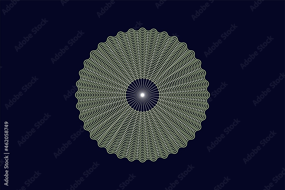 Vector graphic of Guilloche pattern on dark blue background. Vector ...