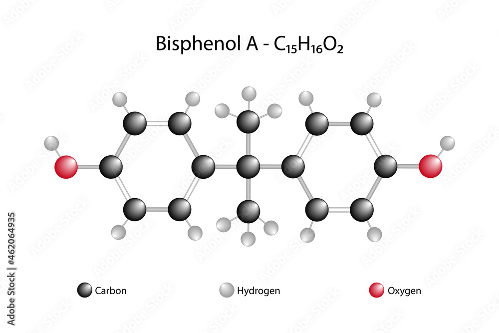 Molecular formula of bisphenol A. Bisphenol A is a synthetic organic ...