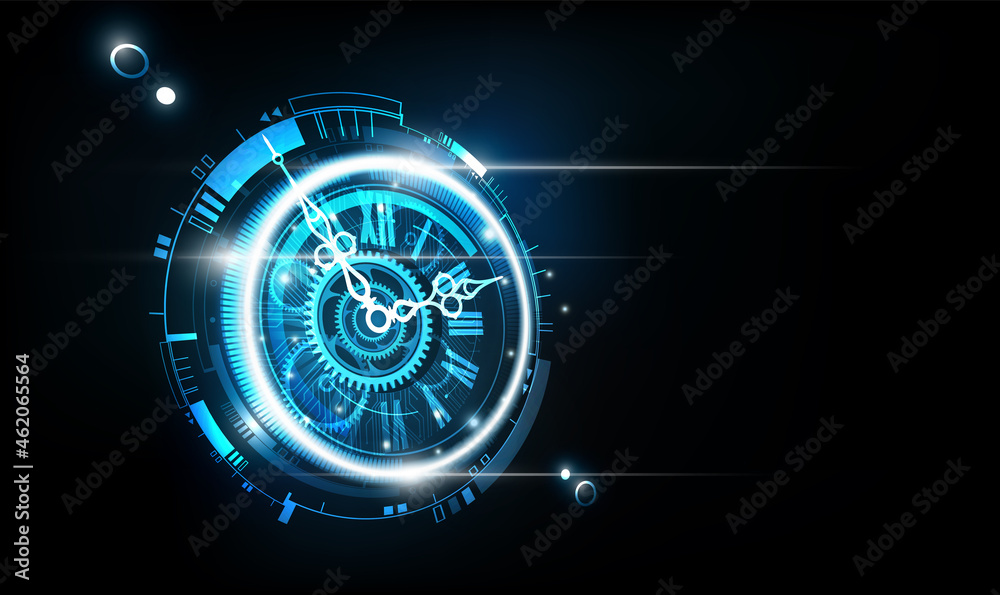 Abstract Futuristic Technology Background with Clock concept ...