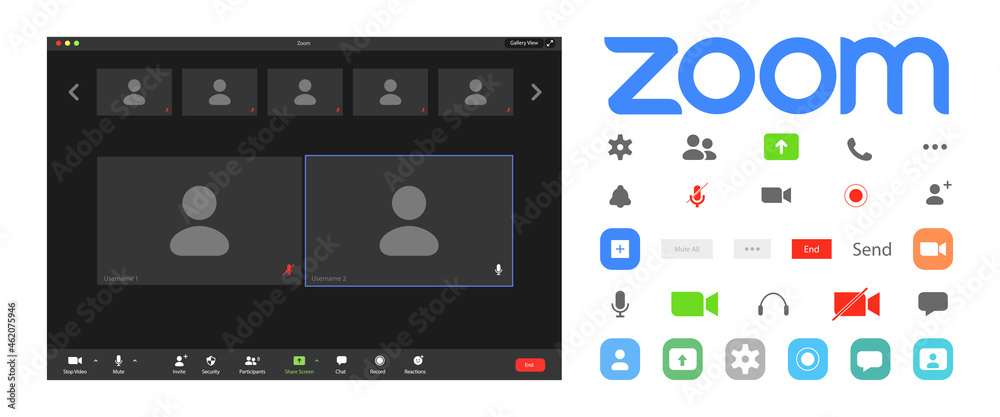 Zoom Video Communications. Zoom logo. Application for video ...