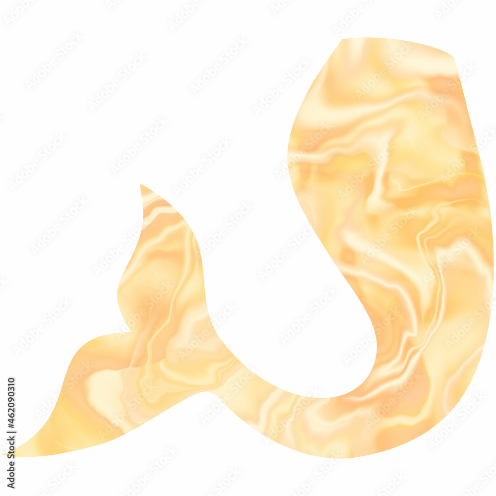 Golden mermaid tail. Golden fishtail. Hand-drawn illustration. Design ...