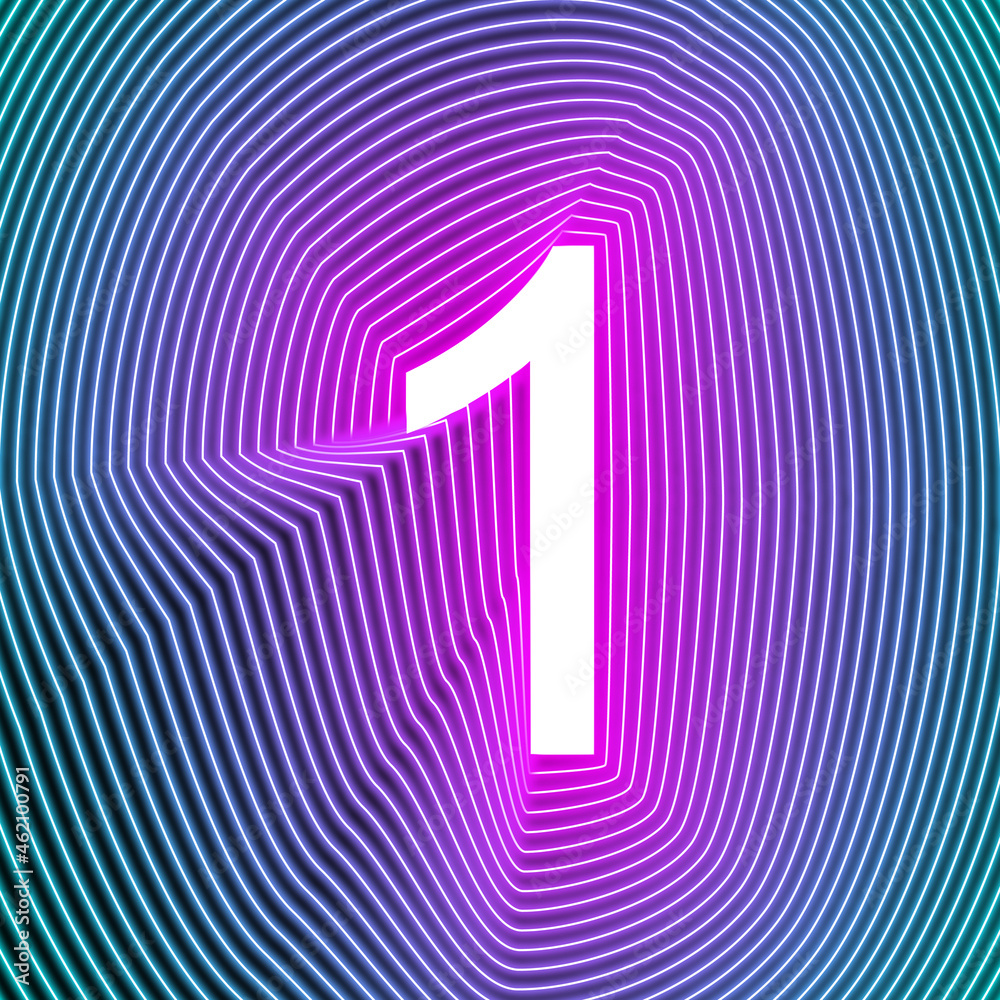 number one neon first concept symbol 3d collection Stock Illustration ...