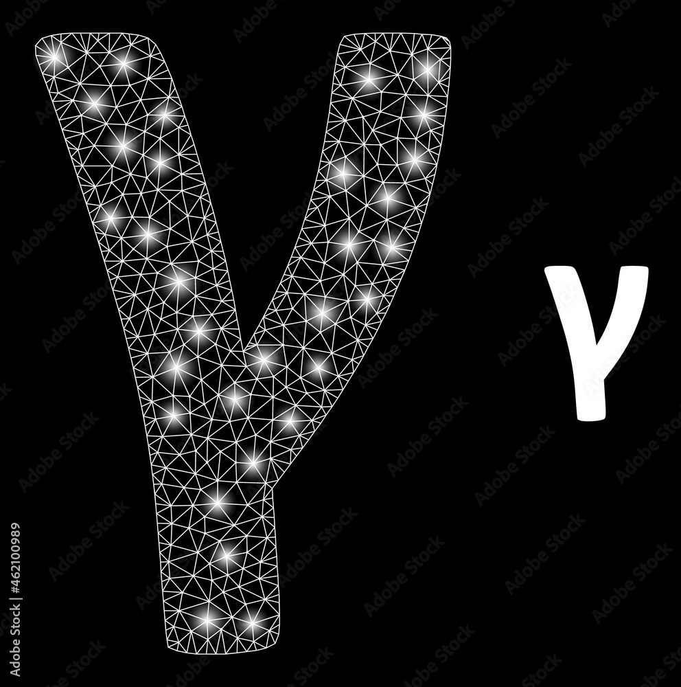 Bright mesh vector Gamma Greek lowercase symbol with glare effect ...