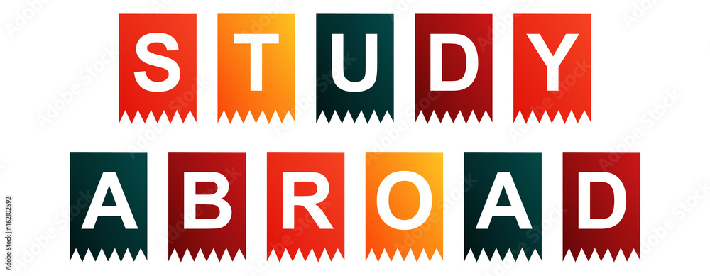 Study Abroad - text written on Isolated Shapes with White background ...