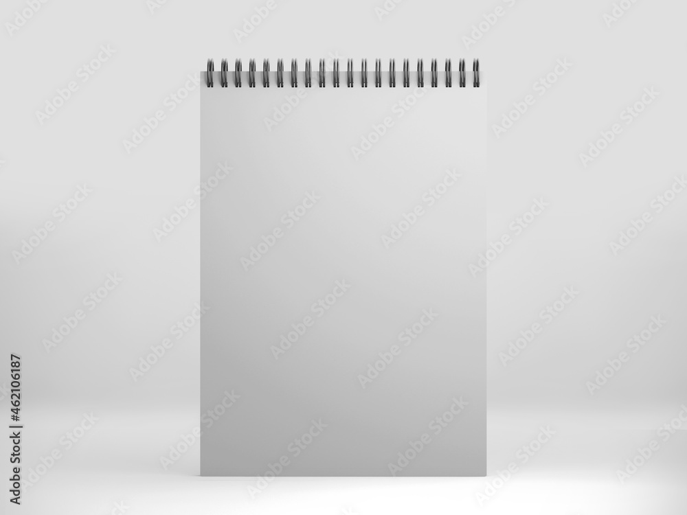 White Spiral notebook mockup, blank workbook notepad template, 3d ...