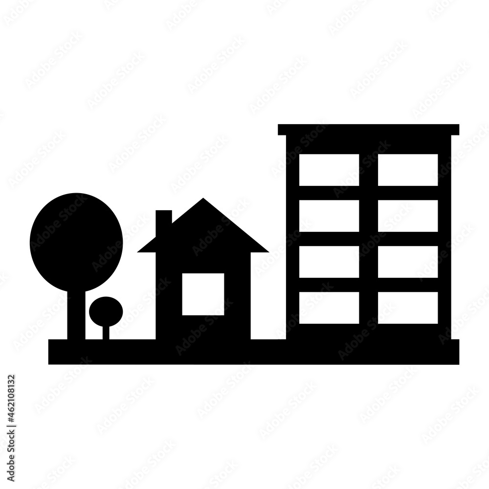 Modern black home. Icon with black house. Build icon vector. Vector ...