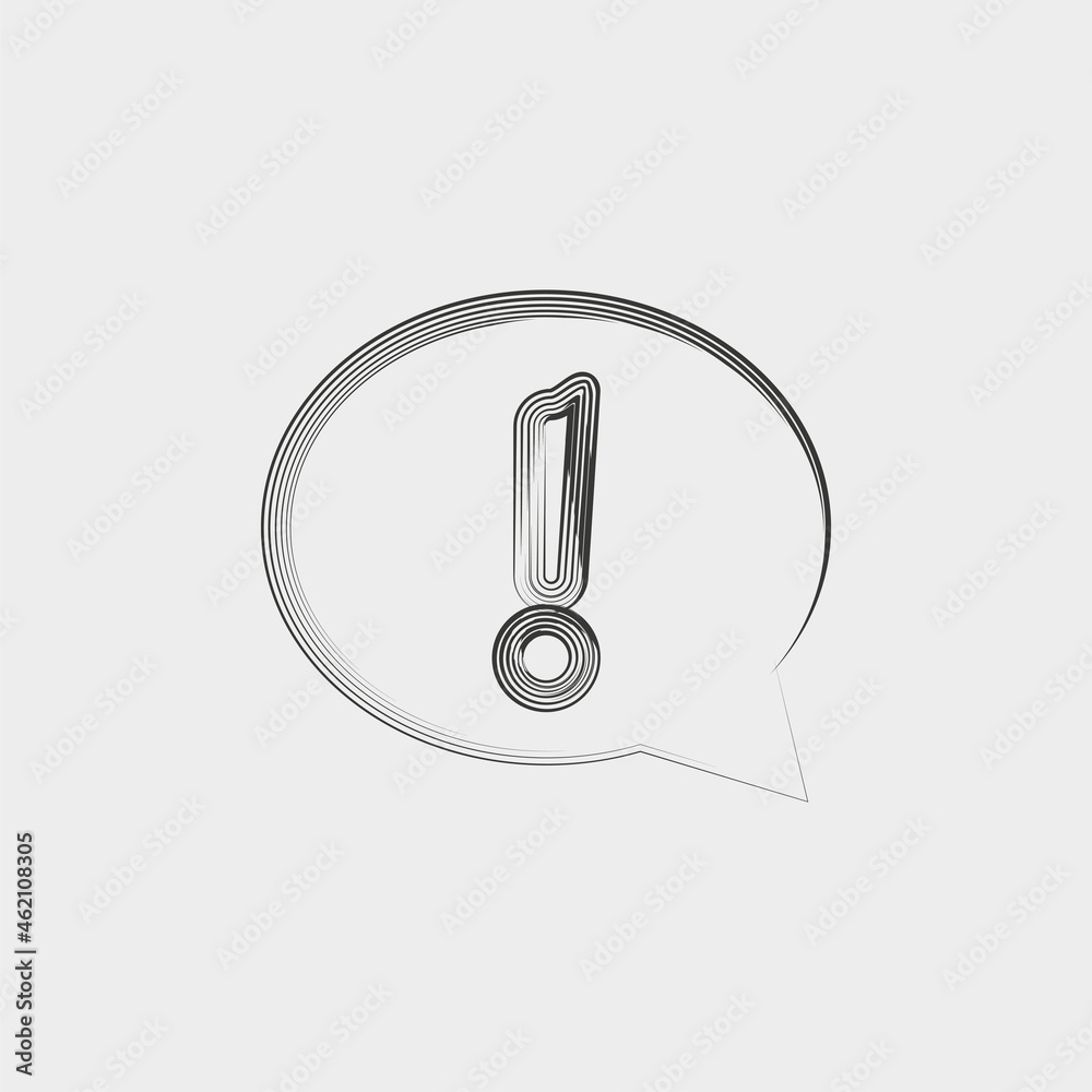 Grunge exclamation icon in speech bubble. Color background. Warning ...