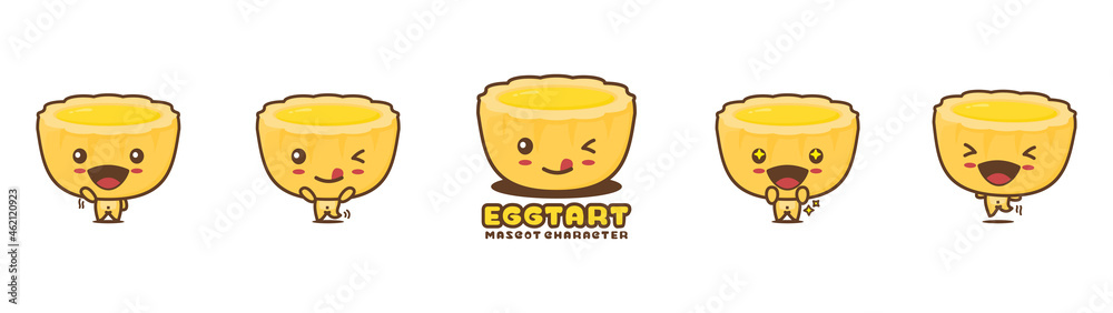 Vetor de cute mascot egg tart, food cartoon illustration, with ...