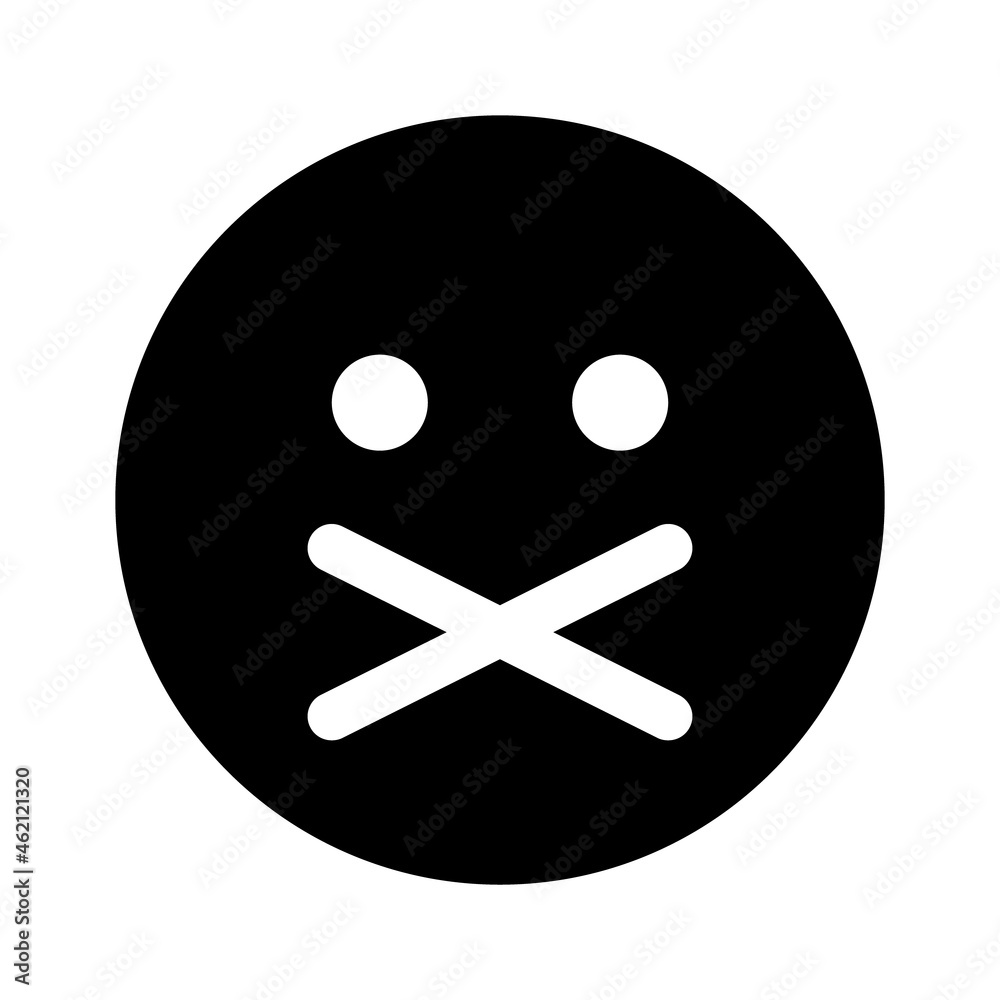 Muted, silenced or censored emoji flat vector icon for apps and ...