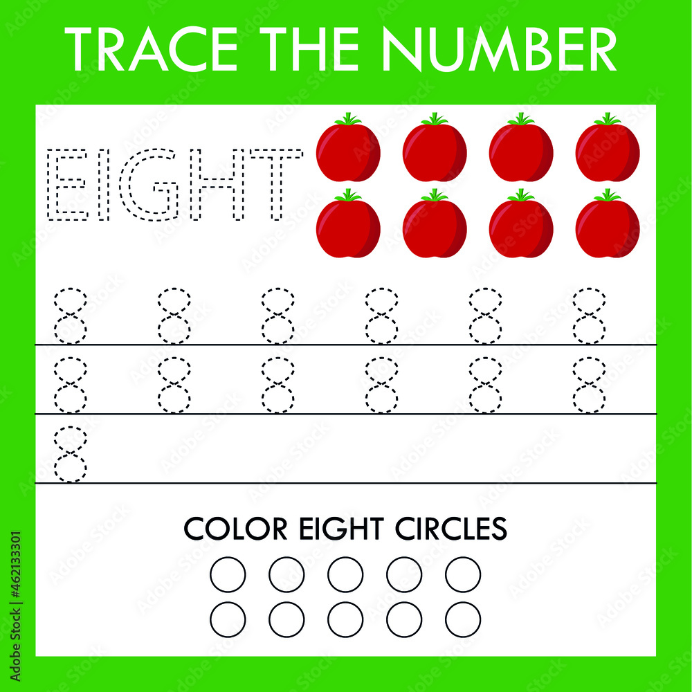 An educational activity for children - line drawing of the number eight ...