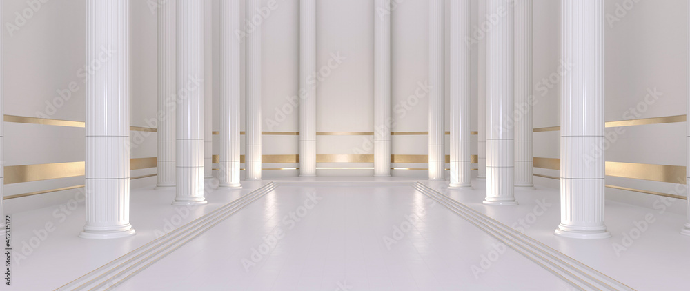 Golden And White Classic, Modern, Luxury Columns. Pillar Background ...