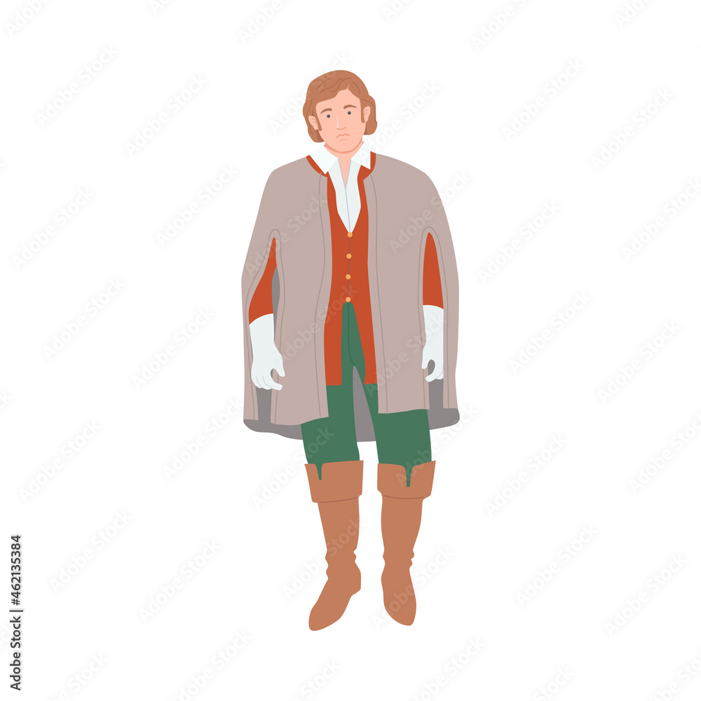 Noble man in historical costume of 18th century cartoon vector ...