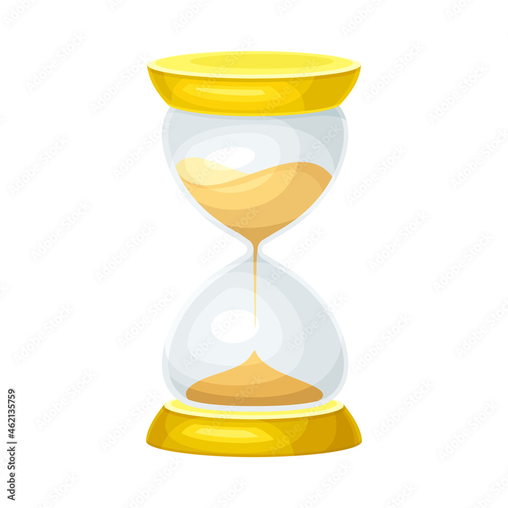 Vintage golden hourglass to measure time. Magic object cartoon vector ...