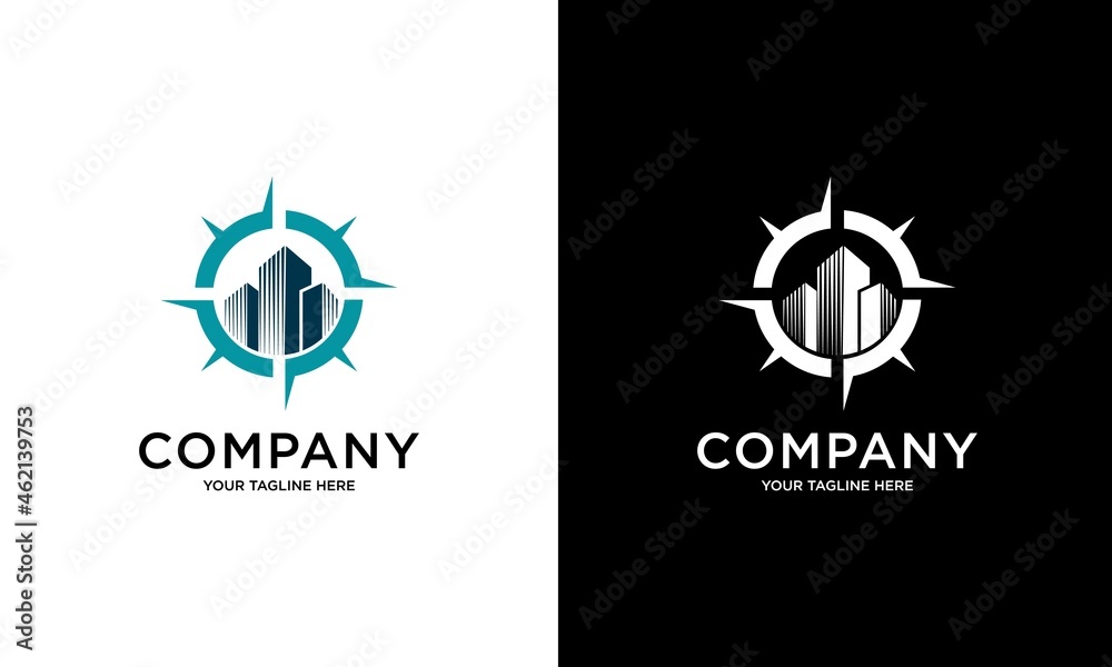 Compass City Apartment Buildings Vector Real Estate Business city ...