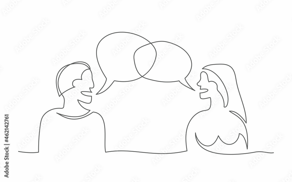 Talk. One line drawing. Vector talk in line style Stock Vector | Adobe ...