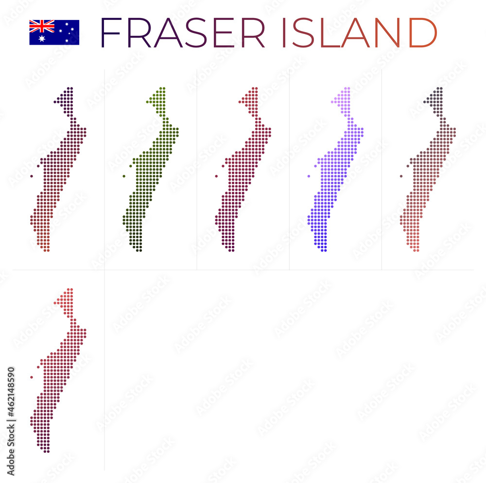 Fraser Island dotted map set. Map of Fraser Island in dotted style ...