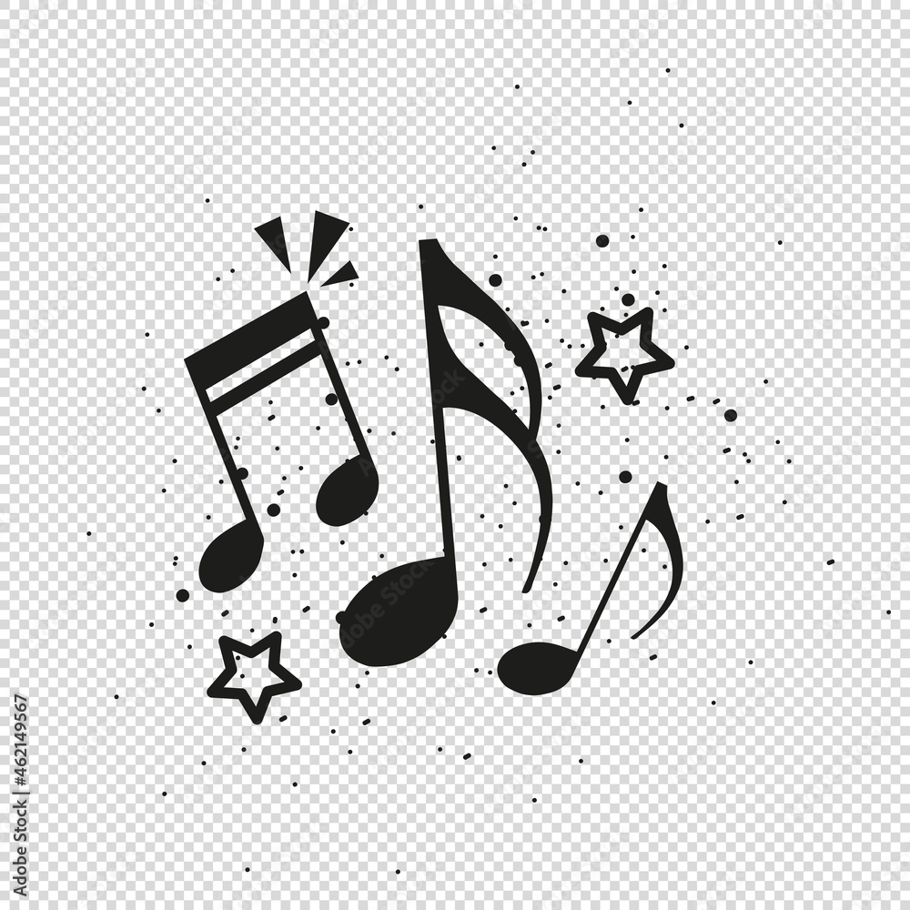Music Notes Concept - Black Vector Illustration Isolated On Transparent ...