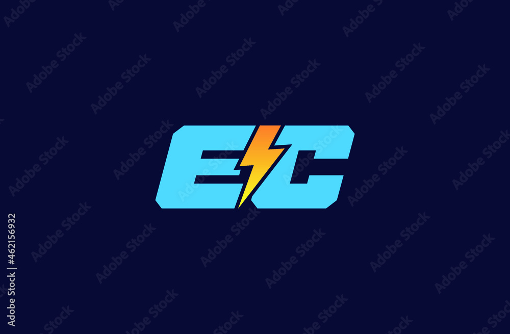 Letter EC logo with Lightning bolt icon, Power Energy Logo design ...