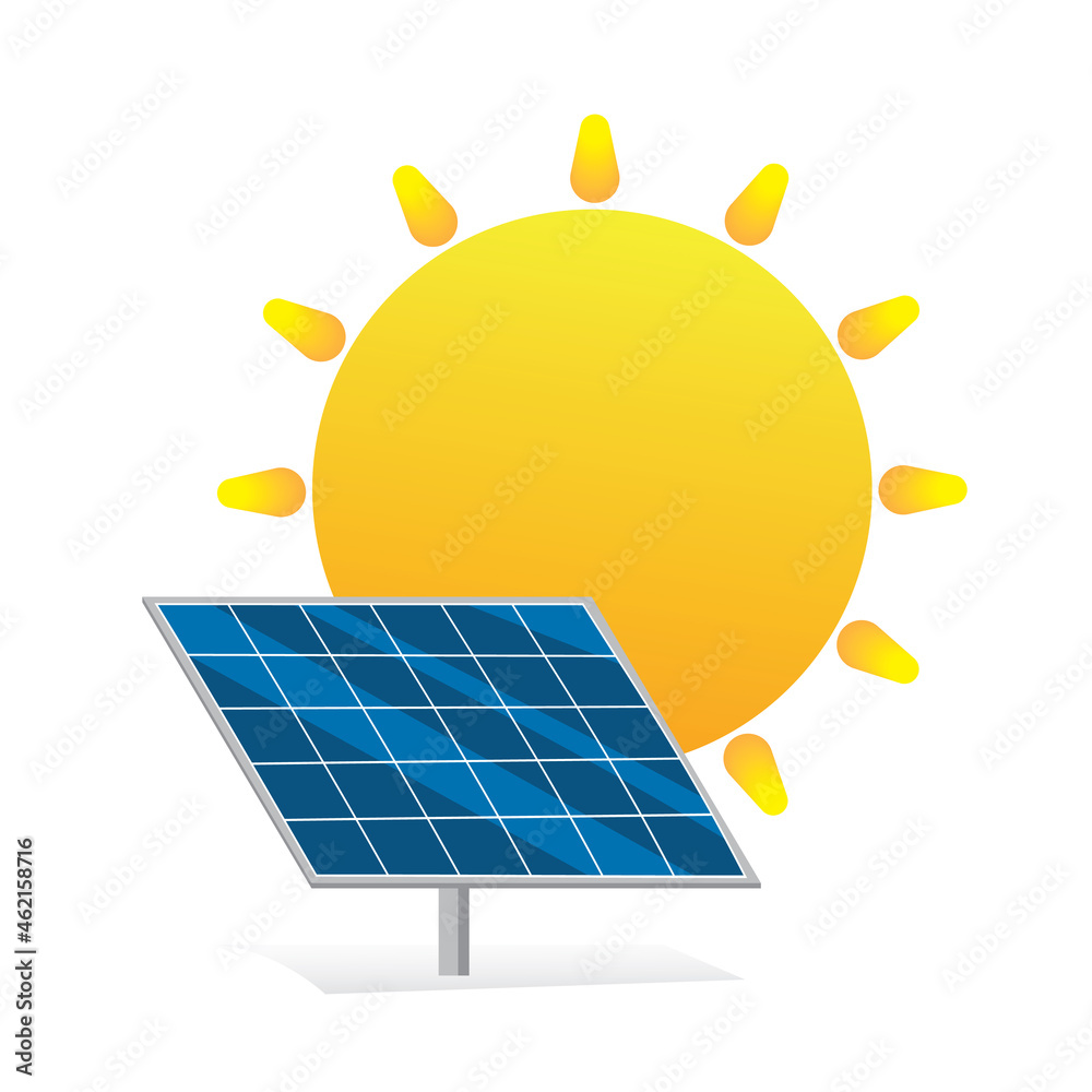 Solar energy logo. Green energy concept. Solar panel with Sun flat ...
