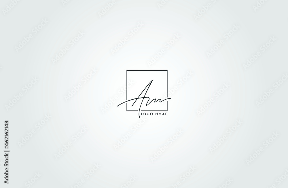 AM calligraphic monogram. Logo with elegant. Emblem style lettering ...