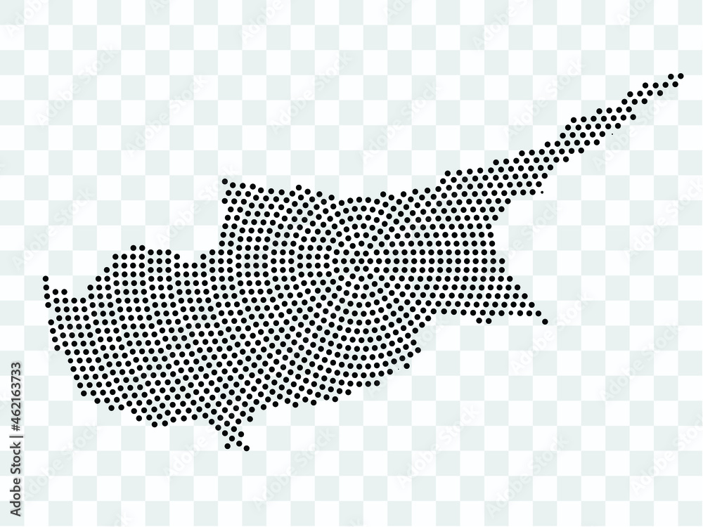 Abstract black map of Cyprus - planet dots planet, isolated on ...